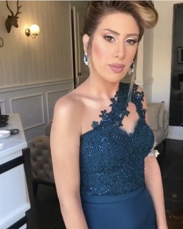 Lace Appliques One Shoulder Mermaid Bridesmaid Dresses – alinanova